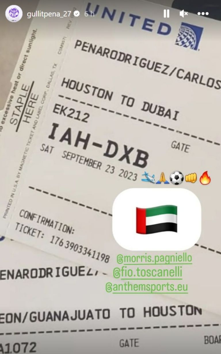 ¡Su nuevo club lo espera! Gullit Peña ya viaja a Emiratos Árabes ...